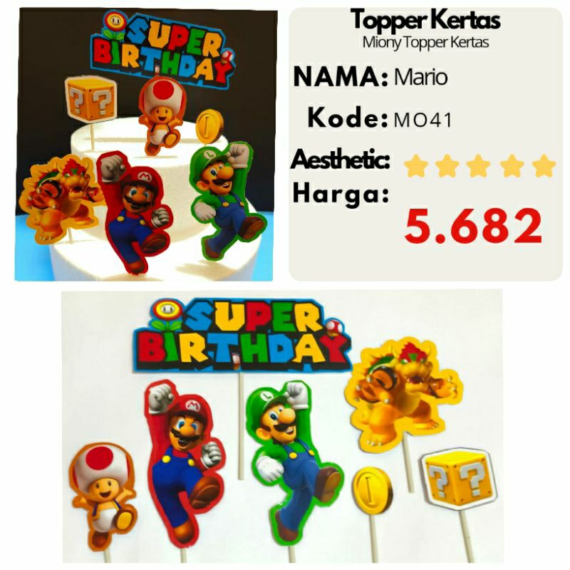 Jual Mario Topper Kertas HBD Besar | Shopee Indonesia
