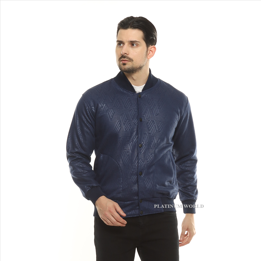 Jual PLATINUM WORLD Jacket Varsity Fleece Emboss GM Navi Premium ...