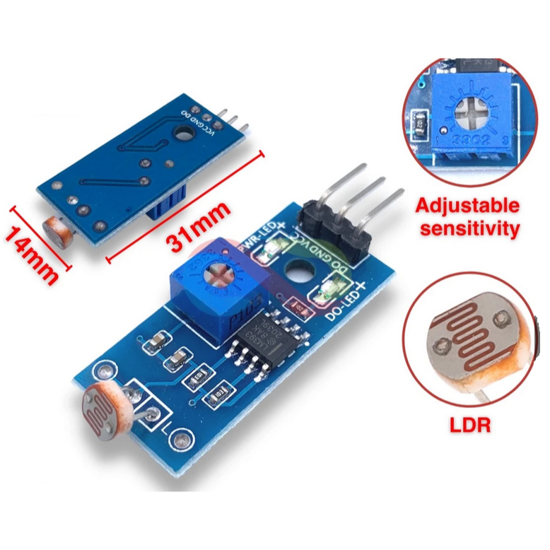 Jual PHOTOSENSTIVE LIGHT LDR RESISTANCE SENSOR CAHAYA MODULE LDR MODULE ...