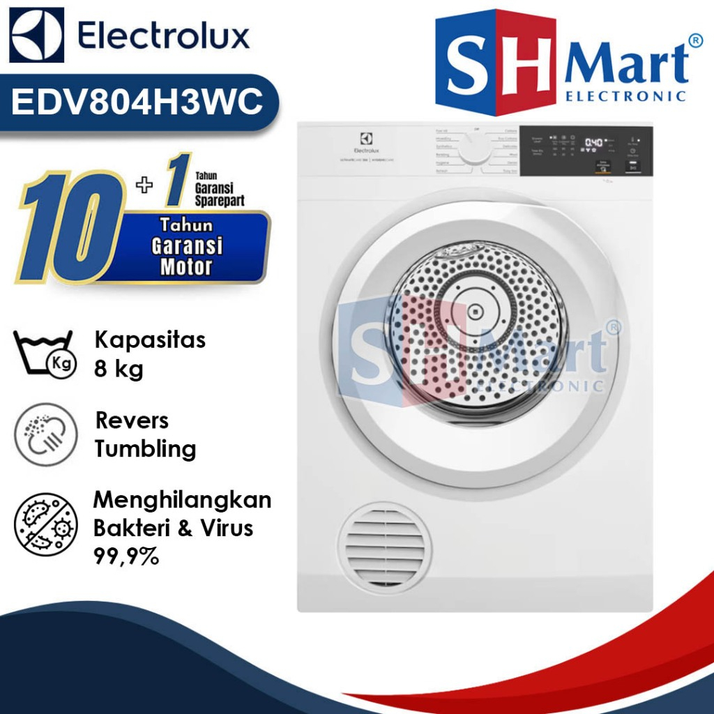 Jual DRYER ELECTROLUX KAPASITAS 8 KG EDV804H3WC MESIN PENGERING PAKAIAN ...