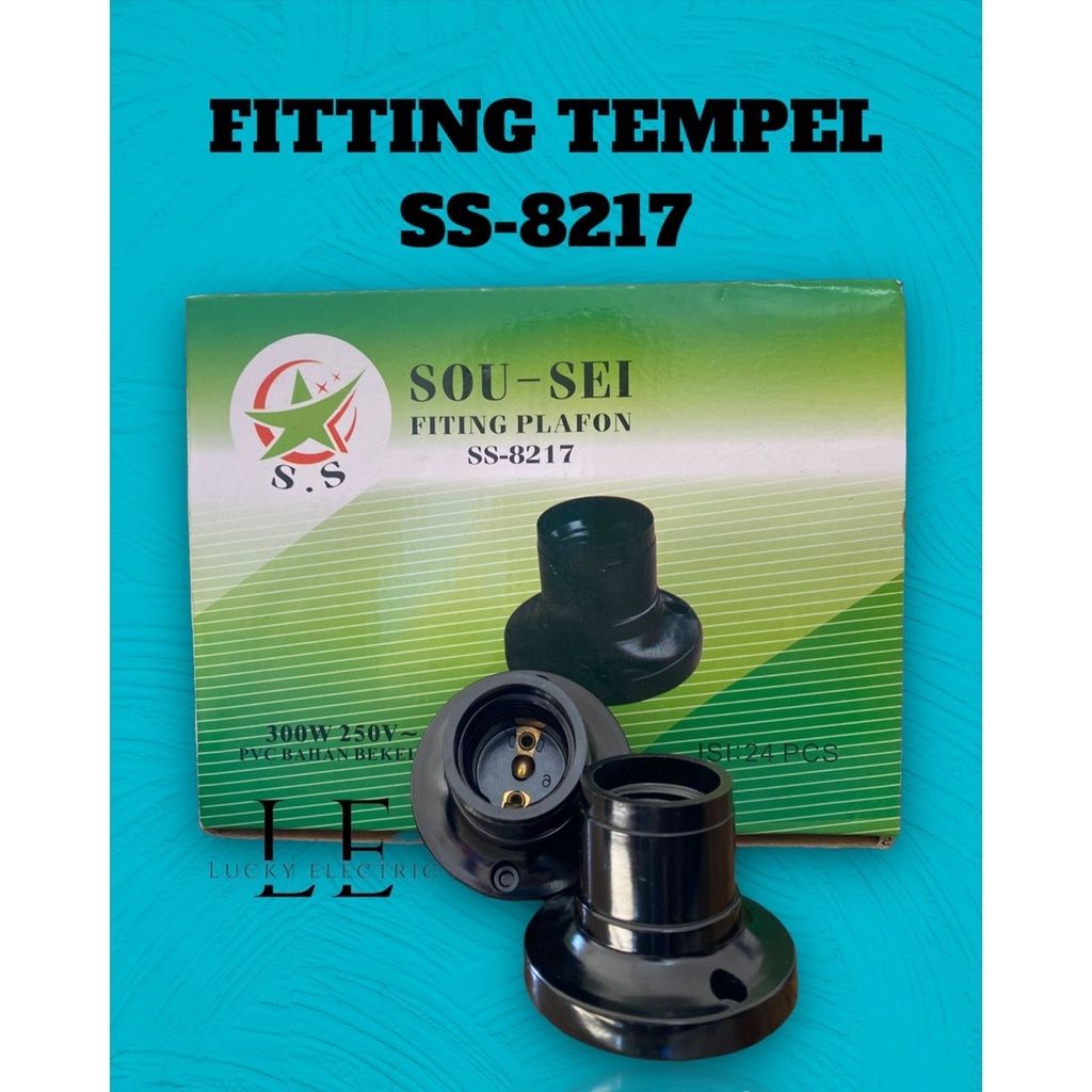 Jual ISI 24 PCS FITTING LAMPU TEMPEL PLAFON BULAT HITAM SOU-SEI SS-8217 ...