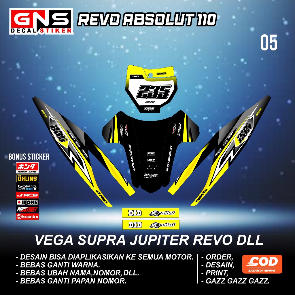Jual COD STRIPING STIKER RBT REVO ABSOLUTE 110 CUSTOM SUPERMOTO TERBARU GN05 | Shopee Indonesia