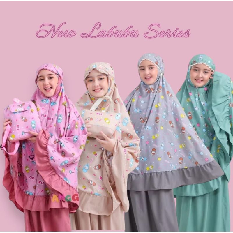 Jual Mukenah Anak Tanggung Labubu Series SET Dengan Tas Amplop 4-13 ...