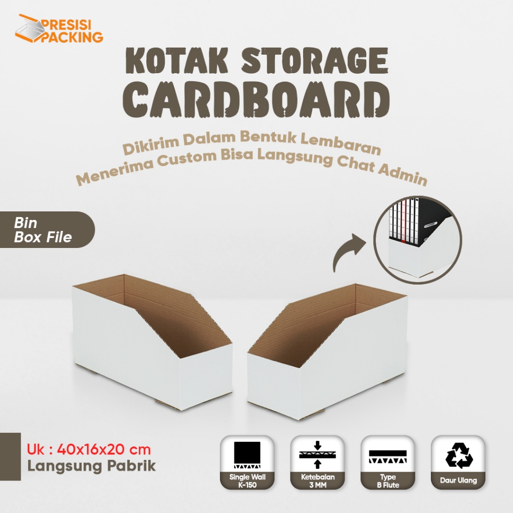 Jual Kardus Model Bin Box File Ukuran 40x16x20 Partisi Rak Barang Bahan ...
