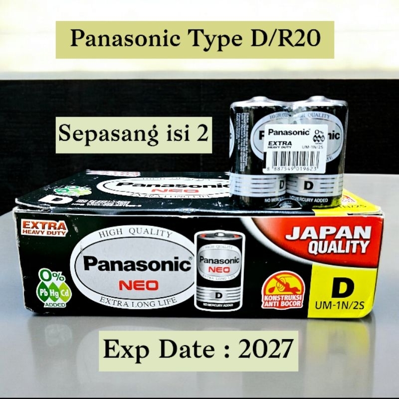 Jual Baterai-Batre PANASONIC NEO TYPE D R20 Ukuran Besar Isi 2 Sepasang ...