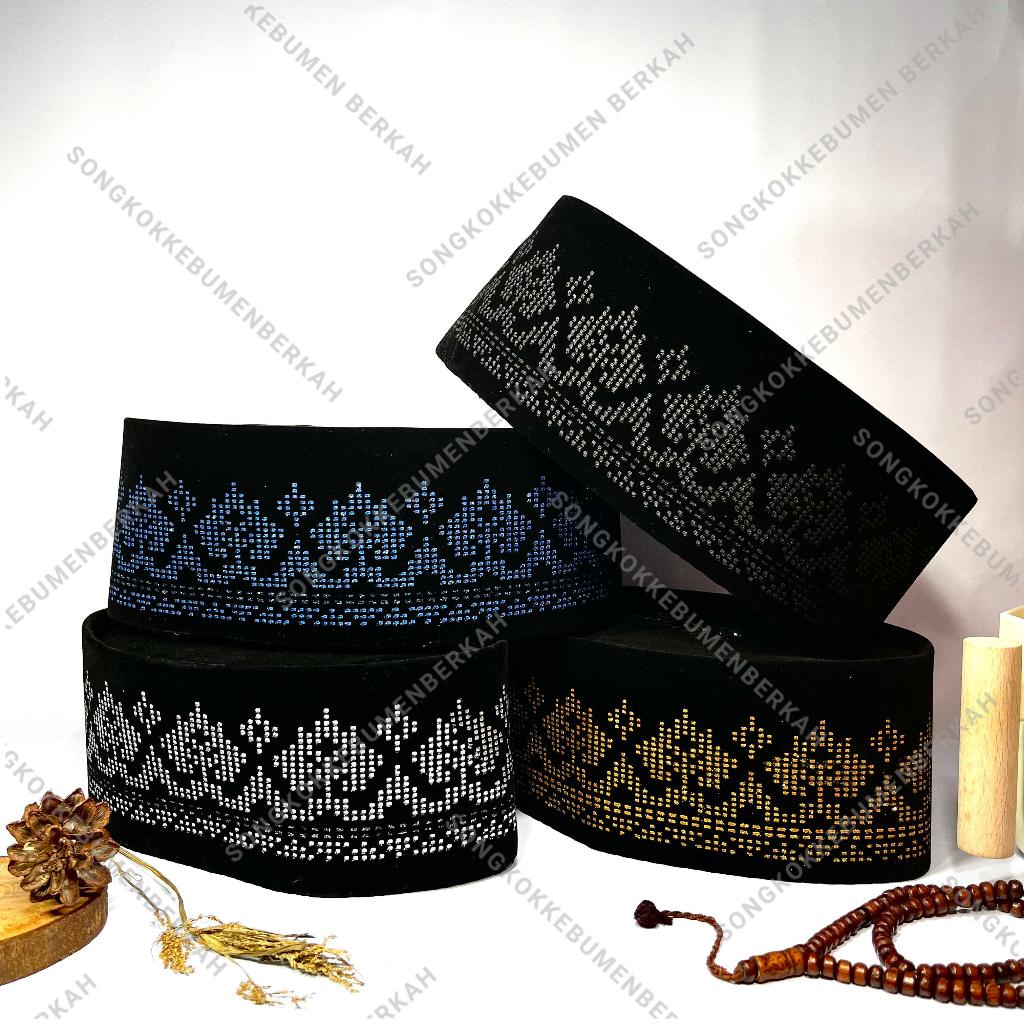 Jual SONGKOK PECI BATIK SONGKET PERAK BIRU HITAM tinggi Normal (9 cm ...