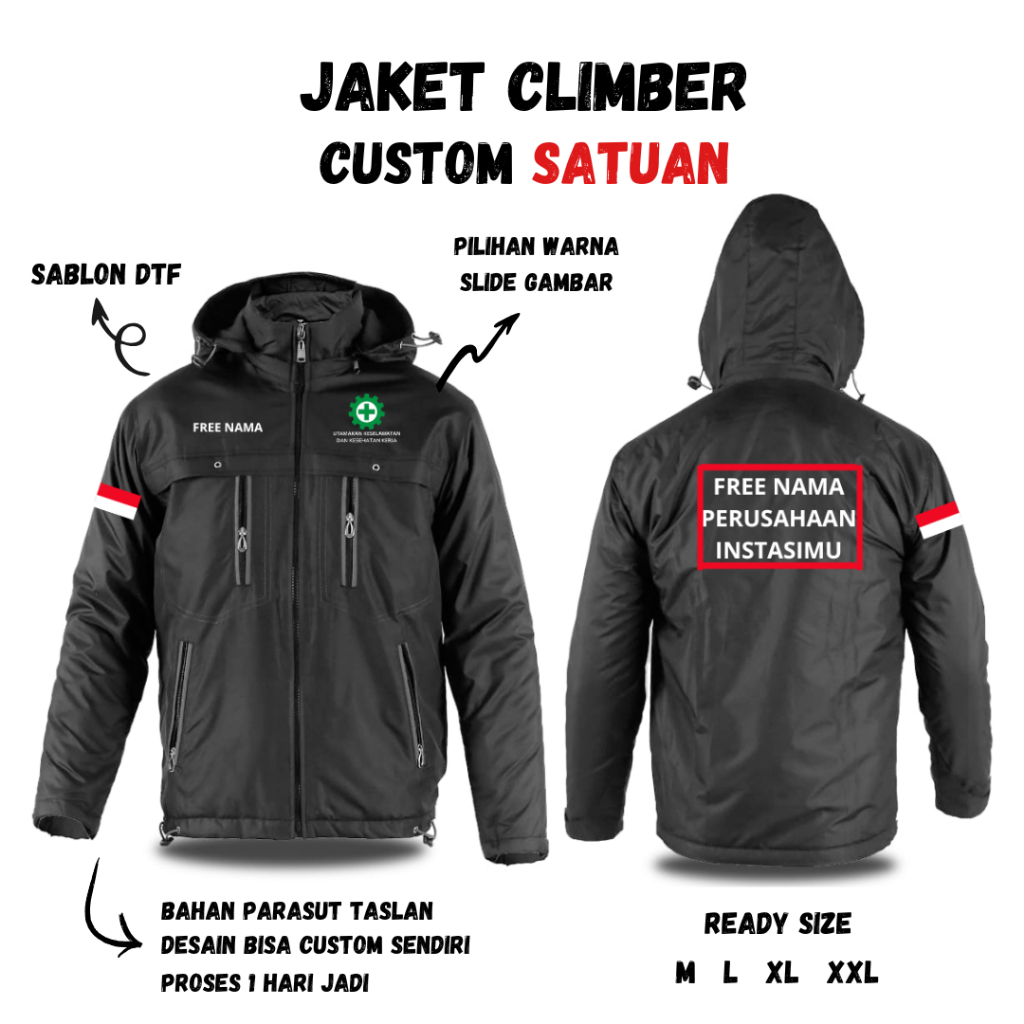 Jual Jaket Custom Parasut SAFETY FIRST Free Desain Bebas - Jaket Olahraga Pria Wanita - Jaket ...