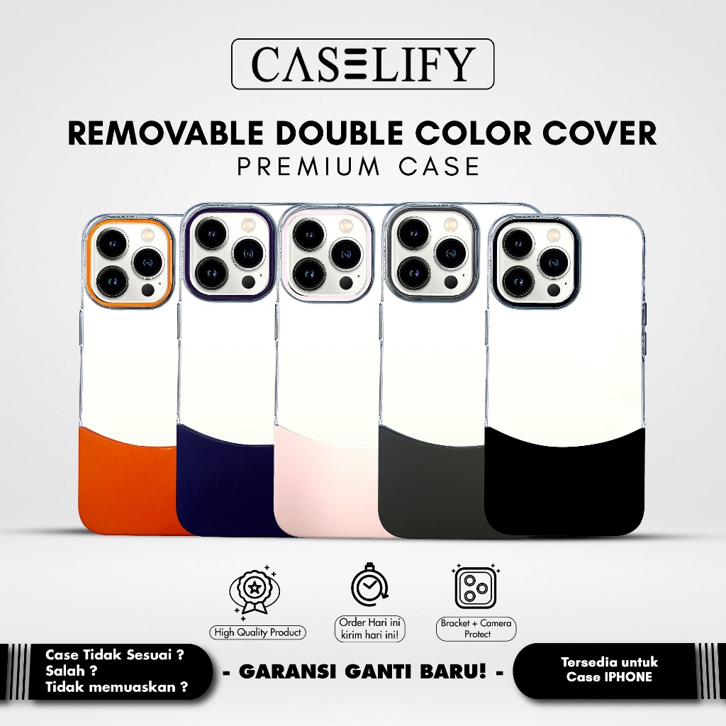 Jual CASELIFY REMOVABLE DOUBLE COLOR COVER CASE IPHONE 11 12 13 14 15 PRO PLUS MAX | Shopee ...