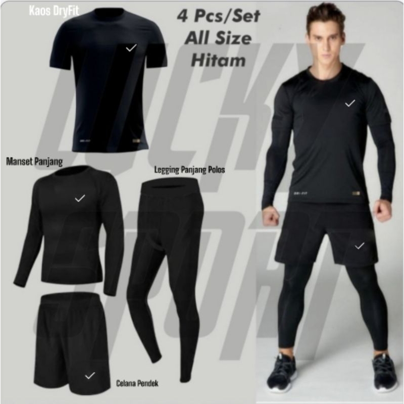 Jual PAKET isi 4 Stelan Pakaian Olahraga Pria Fitnes Gym Training ( ADA ...