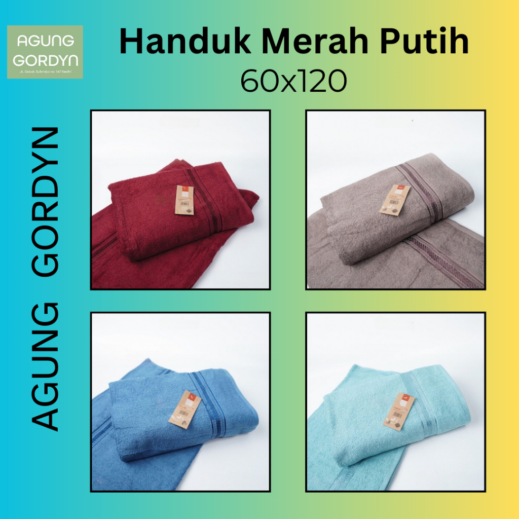 Jual HANDUK MANDI MERAH PUTIH TEBAL MENYERAP AIR UKURAN 60x120 CM ...