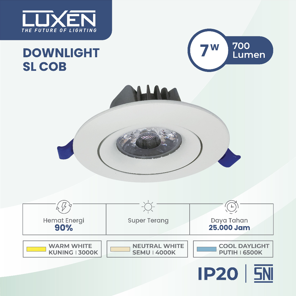 Jual Luxen Downlight Spotlight LED COB 7 Watt Cahaya Putih, Kuning dan Neutral White | Shopee ...