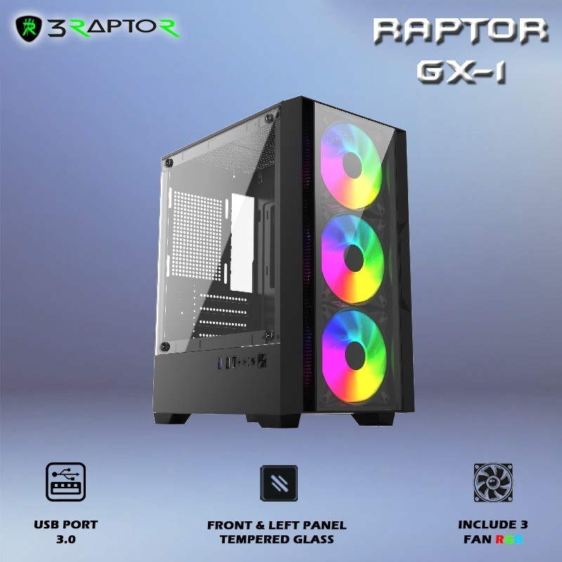 Jual Casing Gaming Raptor GX-1 - Free 3 Fan RGB + USB 3.0 | Shopee ...