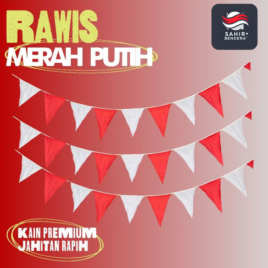 Jual BENDERA SEGITIGA ( 5 METER ) RARAWIS MERAH PUTIH | Shopee Indonesia