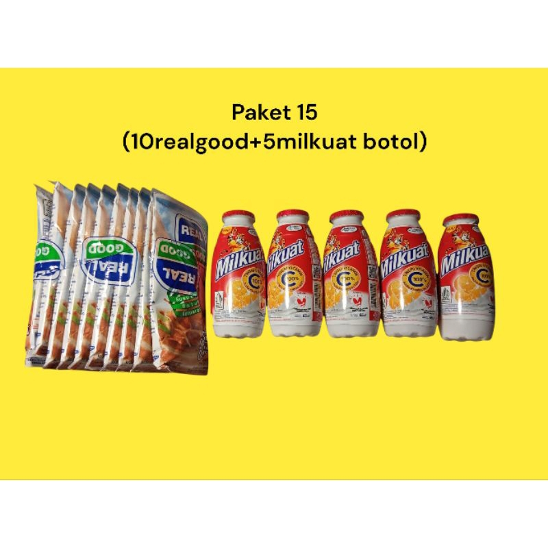 Jual paket 15mix(5 milkuat botol strawberi/jeruk&10 realgood cokelat ...