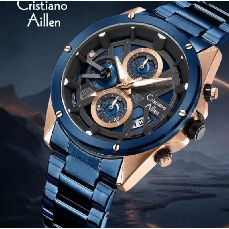 Jual Cristiano Aillen Jam Tangan Pria Analog Rantai Stainless Steel ...