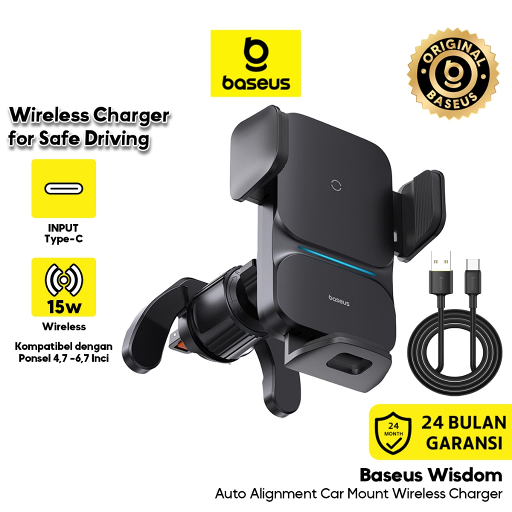 Jual Baseus Car Holder Wireless Charging Wisdom Auto Alignment Car ...
