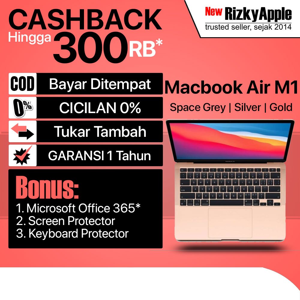 Jual McBoook Air 2020 13 inch M1 Chip 8 Core CPU/ 8 Core GPU/ 512GB SSD | Shopee Indonesia