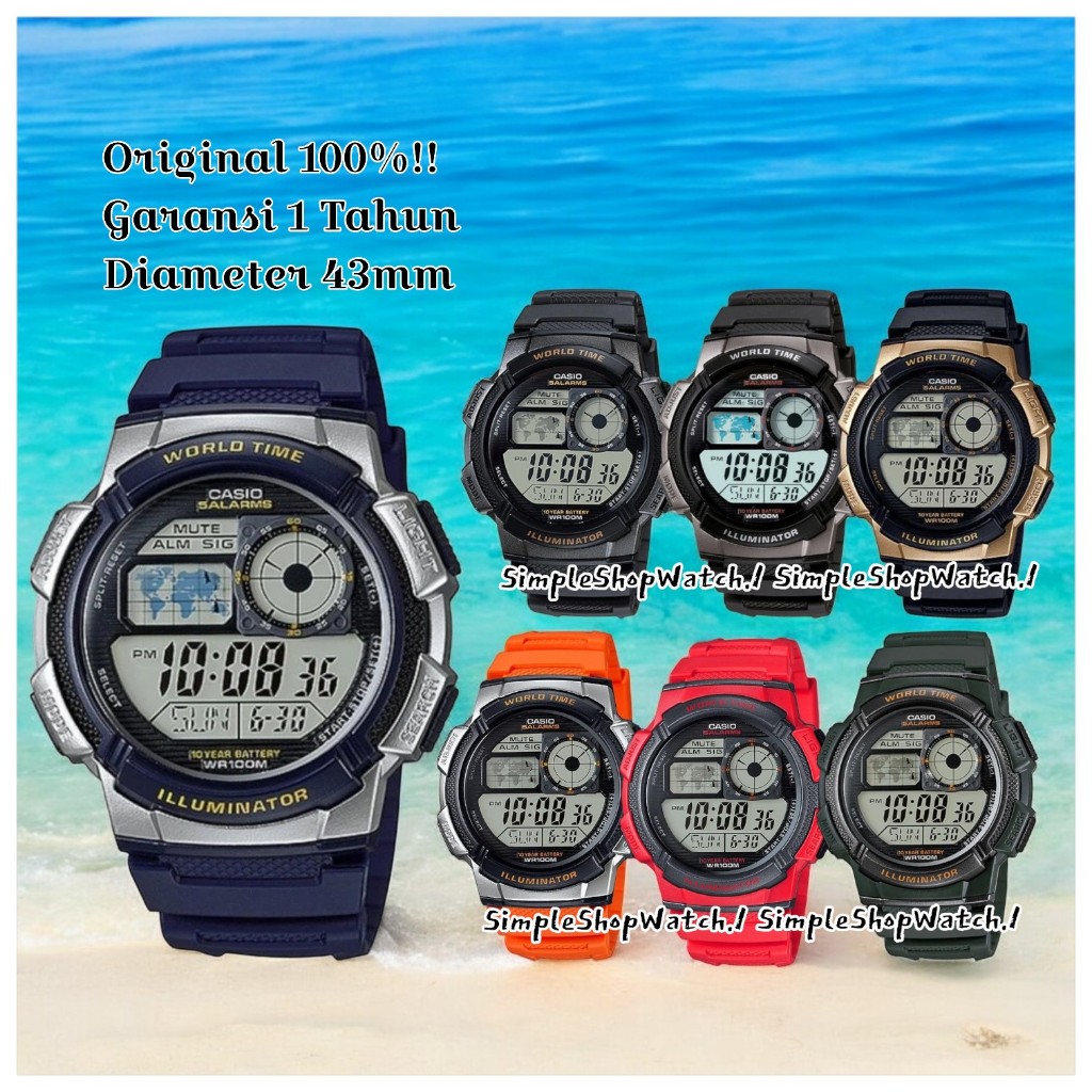 Jual Original 100%!! Jam Tangan Pria CASIO AE-1000W AE1000W Serian Digital Garansi Resmi 1 Tahun ...
