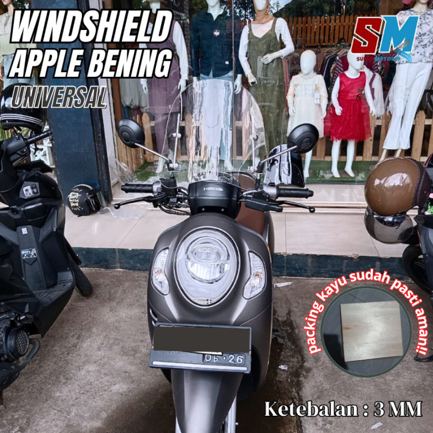 Jual Windshield Universal Windshield Appel Motor Matic Kaca Depan Visor ...