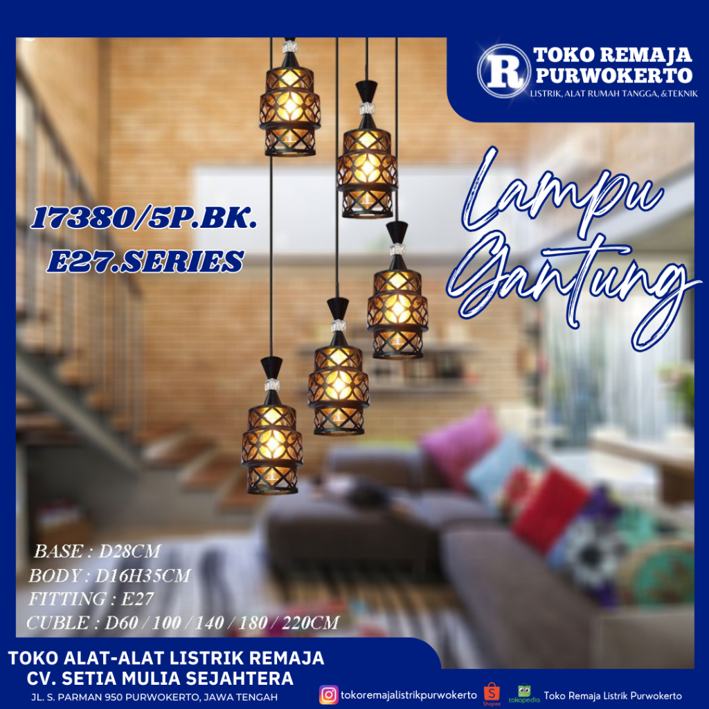 Jual Lampu Gantung 17380 / 5P BK ILG | Shopee Indonesia