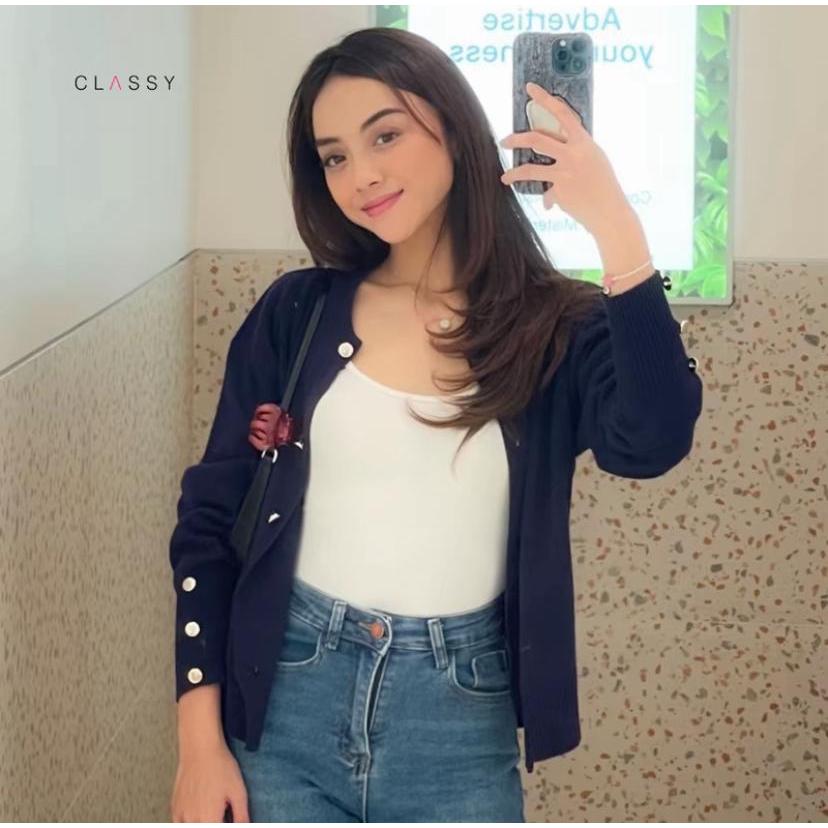 Jual Starla Cardigan Basic Kancing Gold Tebal Premium | Shopee Indonesia