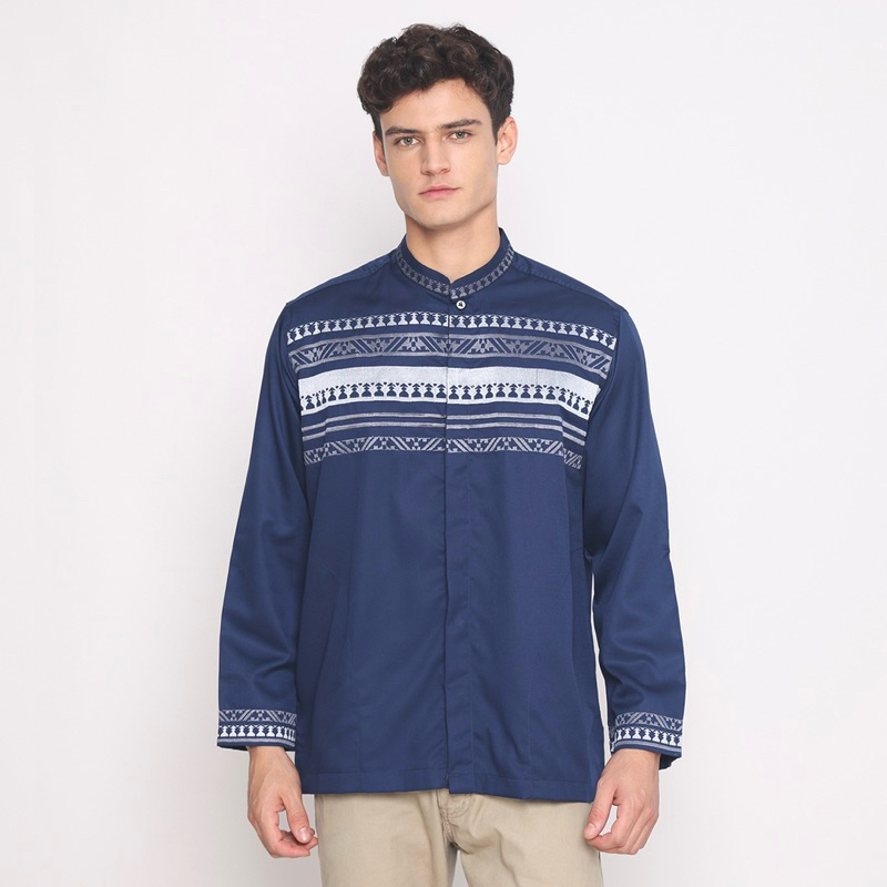Jual AL-ACHWAN Baju Koko Sakaf Dark Blue Panjang | Shopee Indonesia