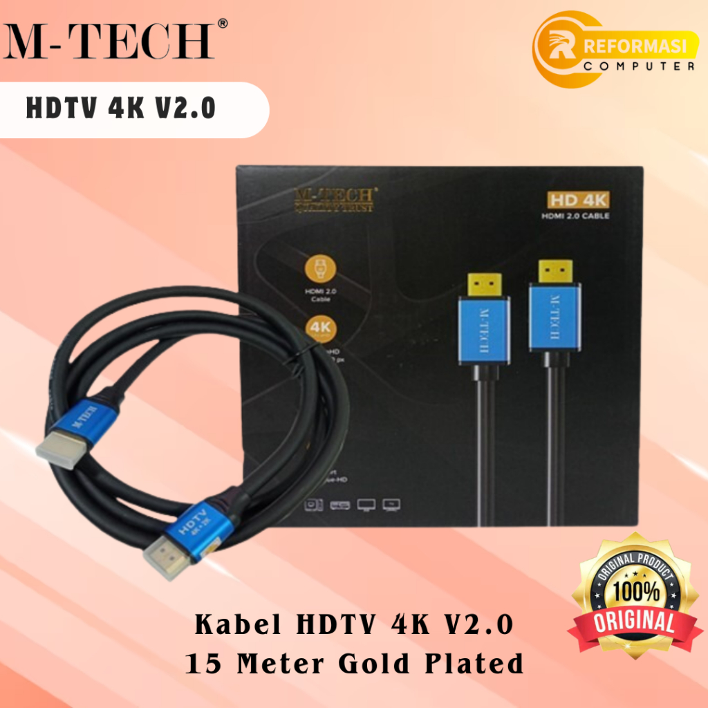 Jual M-TECH KABEL HDMI 15M V.2.0 ULTRA HD 4K HIGH QUALITY / HDMI 15 ...