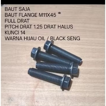 Jual BAUT SAJA BAUT FLANGE M11X45 DRAT HALUS 1.25 KUNCI 14 | Shopee ...