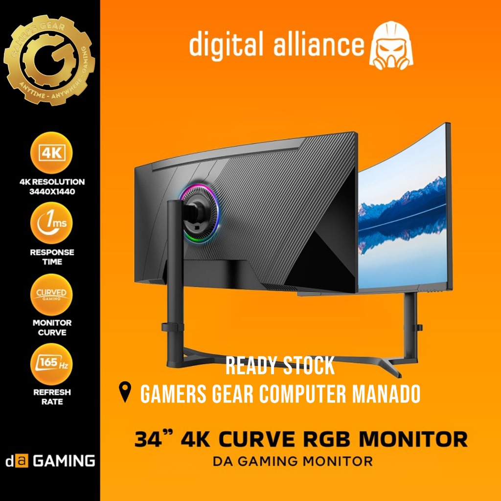 Jual Monitor LED Digital Alliance 34" 165Hz VA 4K Curved D34-4KRE165 ...
