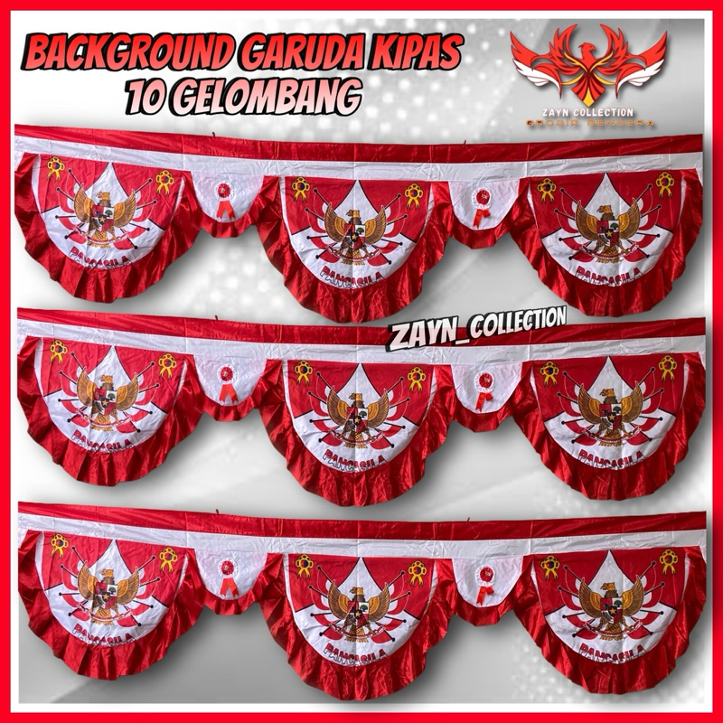 Jual BENDERA BACKGROUND GARUDA KIPAS 10 GELOMBANG PANJANG 8 METER ...