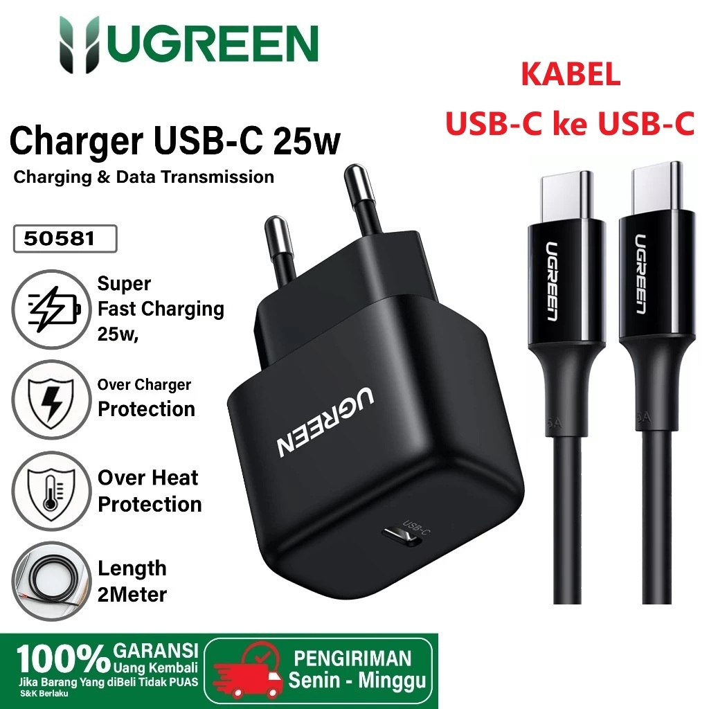 Jual UGREEN Charger Samsung PD Type C To Type C Super Fast Charging 25W - 30W | Shopee Indonesia