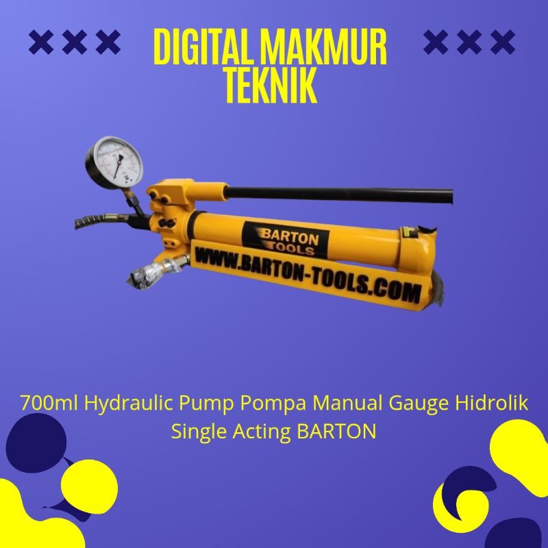 Jual 700ml Hydraulic Pump Pompa Manual Gauge Hidrolik Single Acting BARTON | Shopee Indonesia