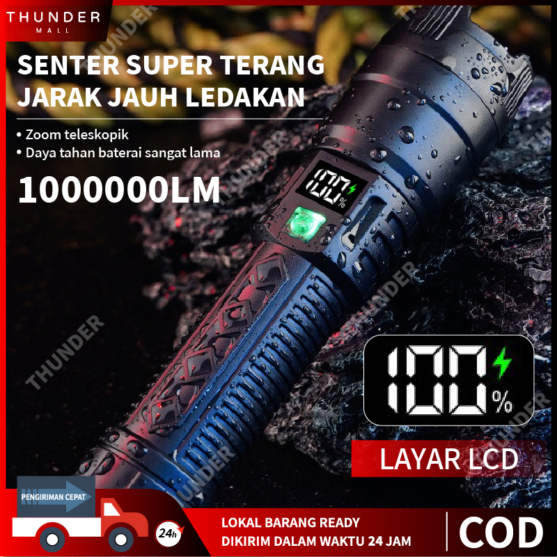 Jual Senter tampilan digital super terang multifungsi senter zoom teleskopik luar ruangan 4900N ...