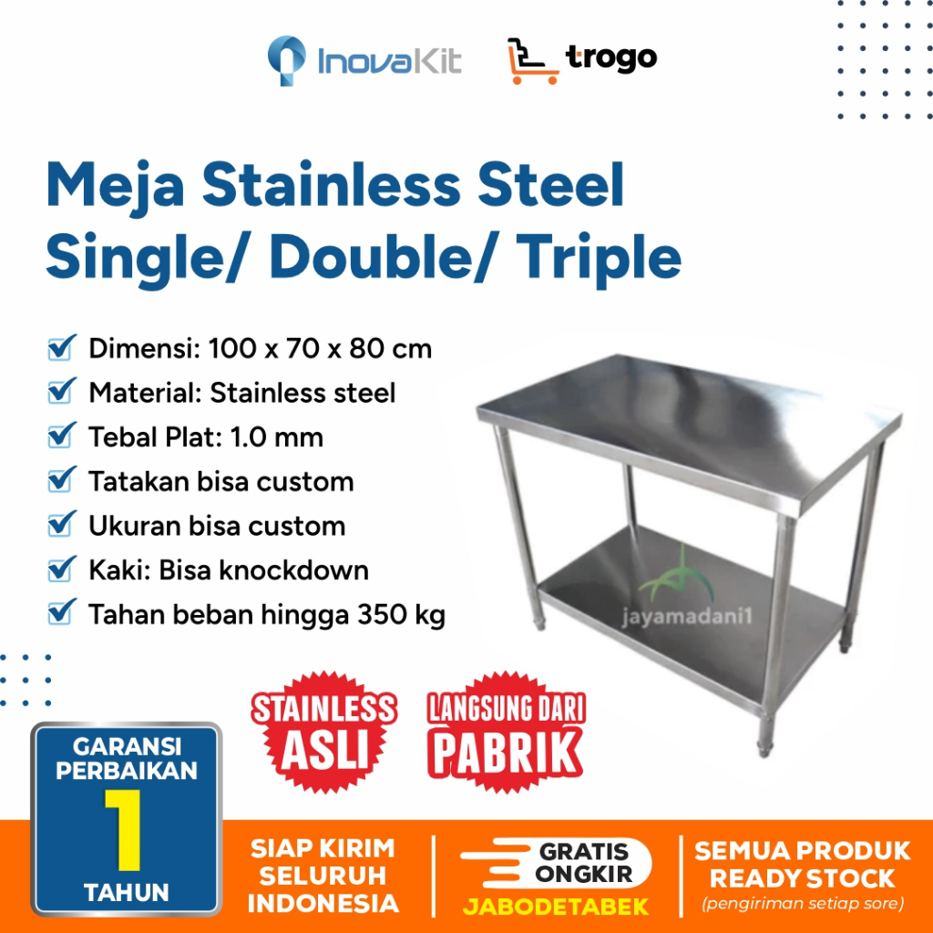Jual Meja Stainless Steel / Worktable / Working Table / Meja Prepare ...