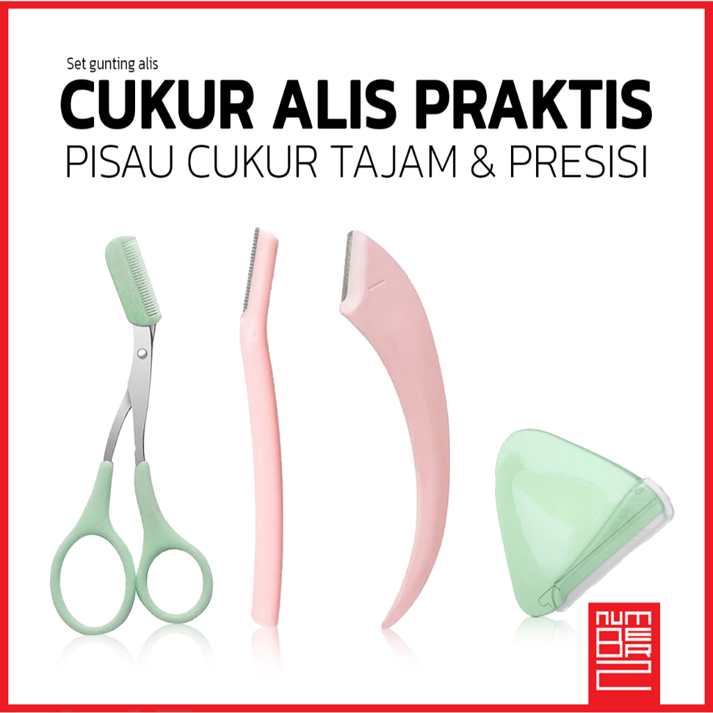 Jual Pencukur alis mata ujung lengkung dan gunting alis alat cukur alis ...