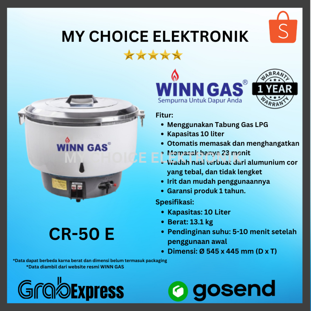 Jual Winn Gas Rice Cooker RC-50E (10 Liter) | Shopee Indonesia