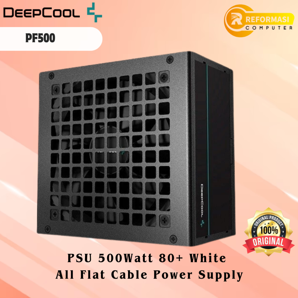 Jual DEEPCOOL PSU DeepCool PF500 500Watt 80+ White All Flat Cable Power ...