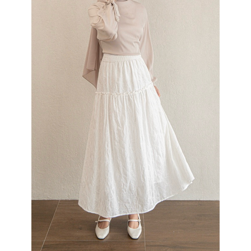 Jual Fwdaily - Ayana Skirt (Skirt Ruffle Wanita - Maxi Skirt - Rok ...
