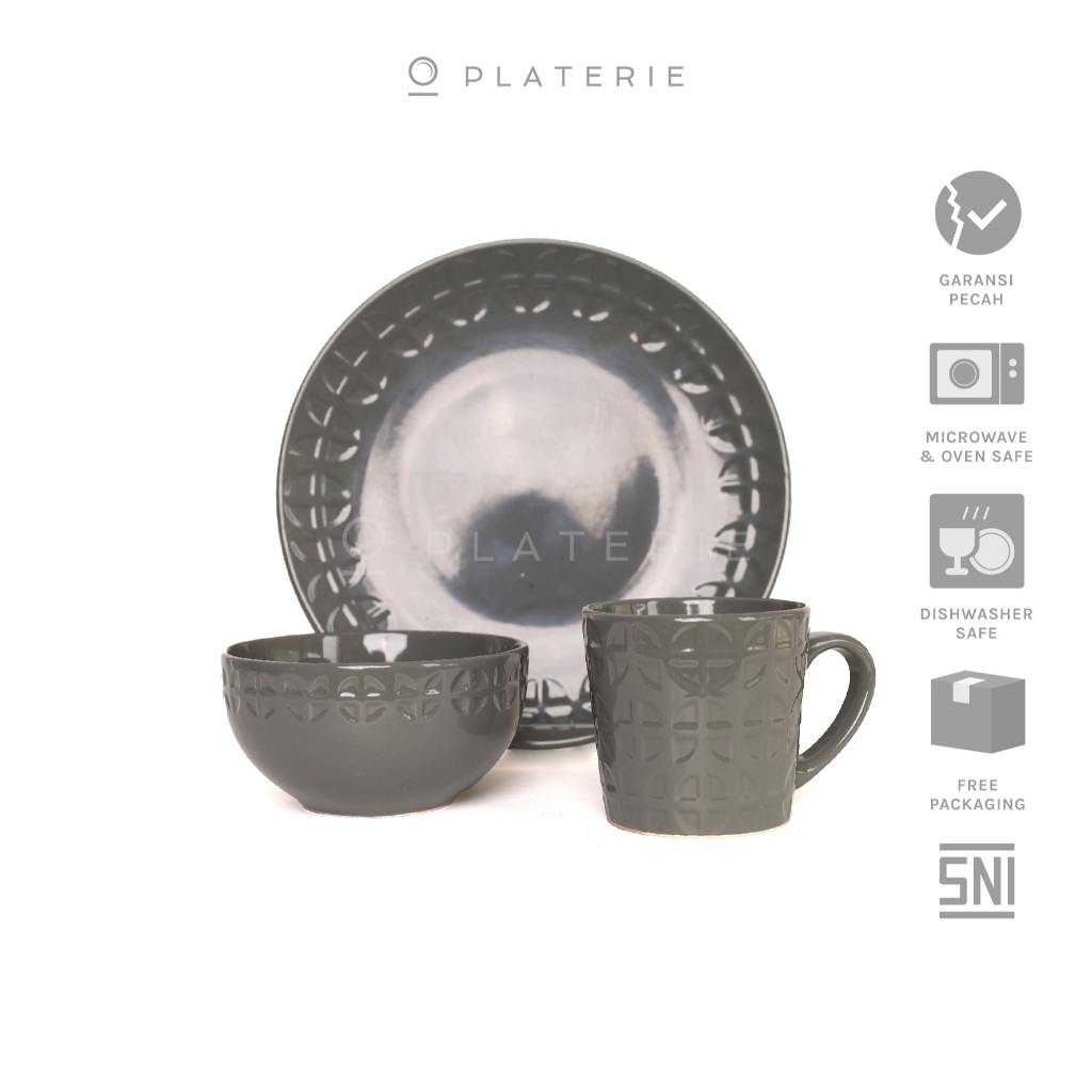 Jual PLATERIE Dinner Set of 3 Piring / Mangkok / Gelas / Plates, Bowl ...