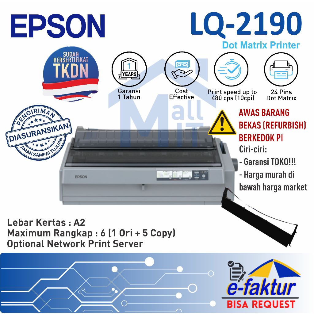 Jual MALLIT EPSON Printer Epson Dotmatrix LQ2190 EPSON LQ-2190 LQ 2190 ...