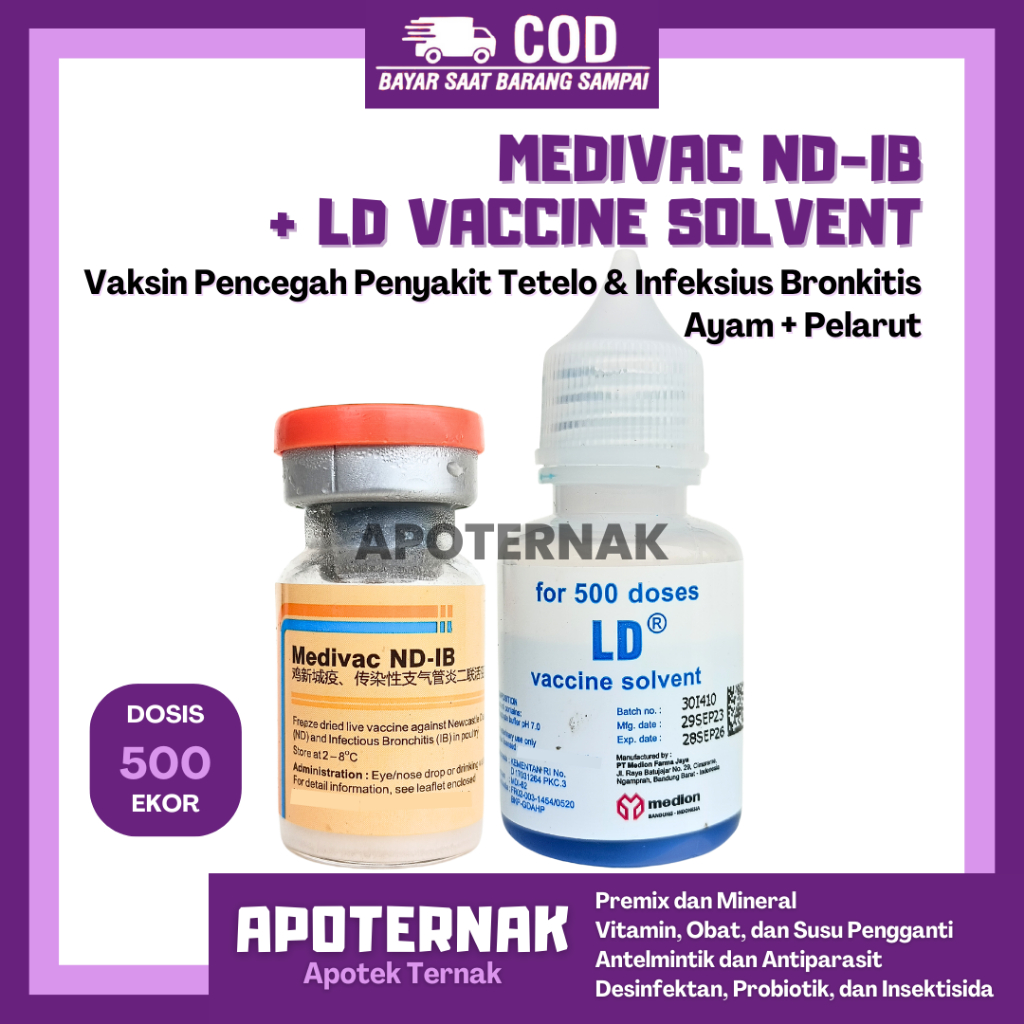 Jual VAKSIN MEDIVAC ND IB DOSIS 500 EKOR + PELARUT MEDIVAC MEDION ... Jual VAKSIN MEDIVAC ND IB DOSIS 500 EKOR + PELARUT MEDIVAC MEDION ...