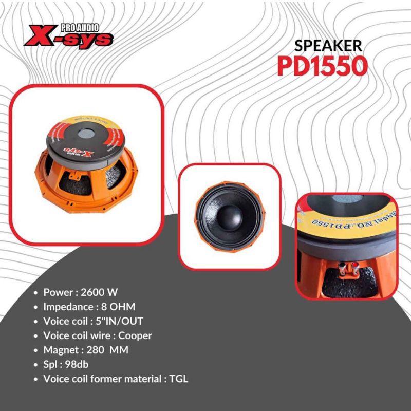 Jual Speaker Xsys X-sys Komponen Speaker PD1550 PD 1550 Subwoofer 15 ...