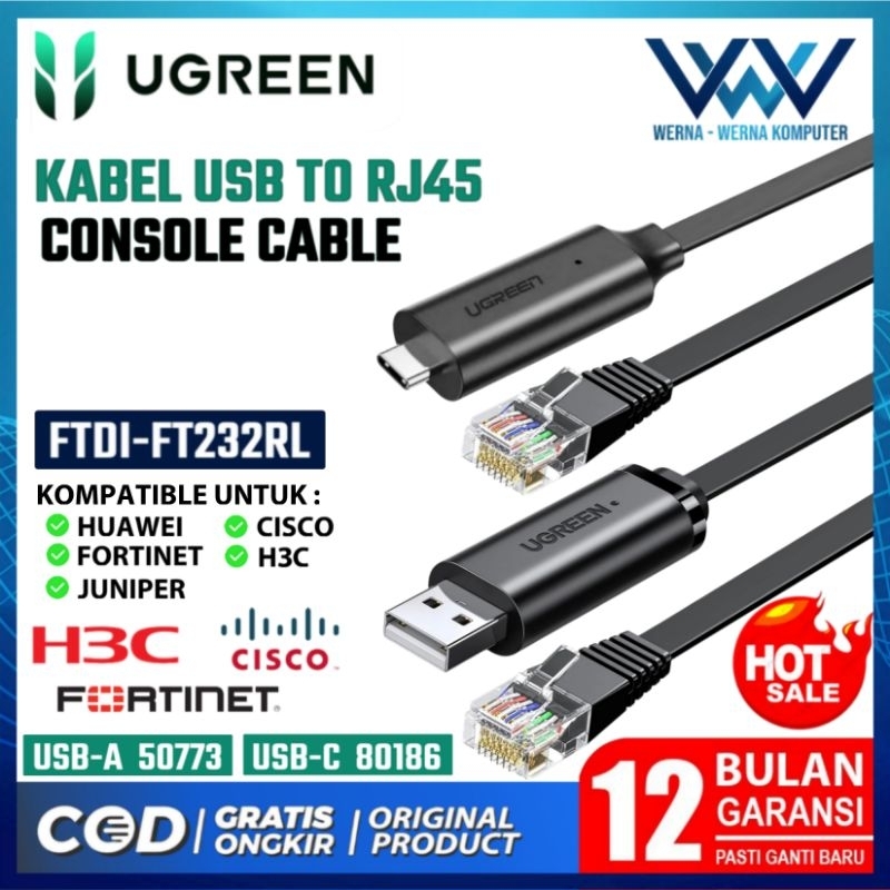 Jual UGREEN USB 2.0 to RJ45 FTDI Console Cable 1,5M 50773 support Cisco ...