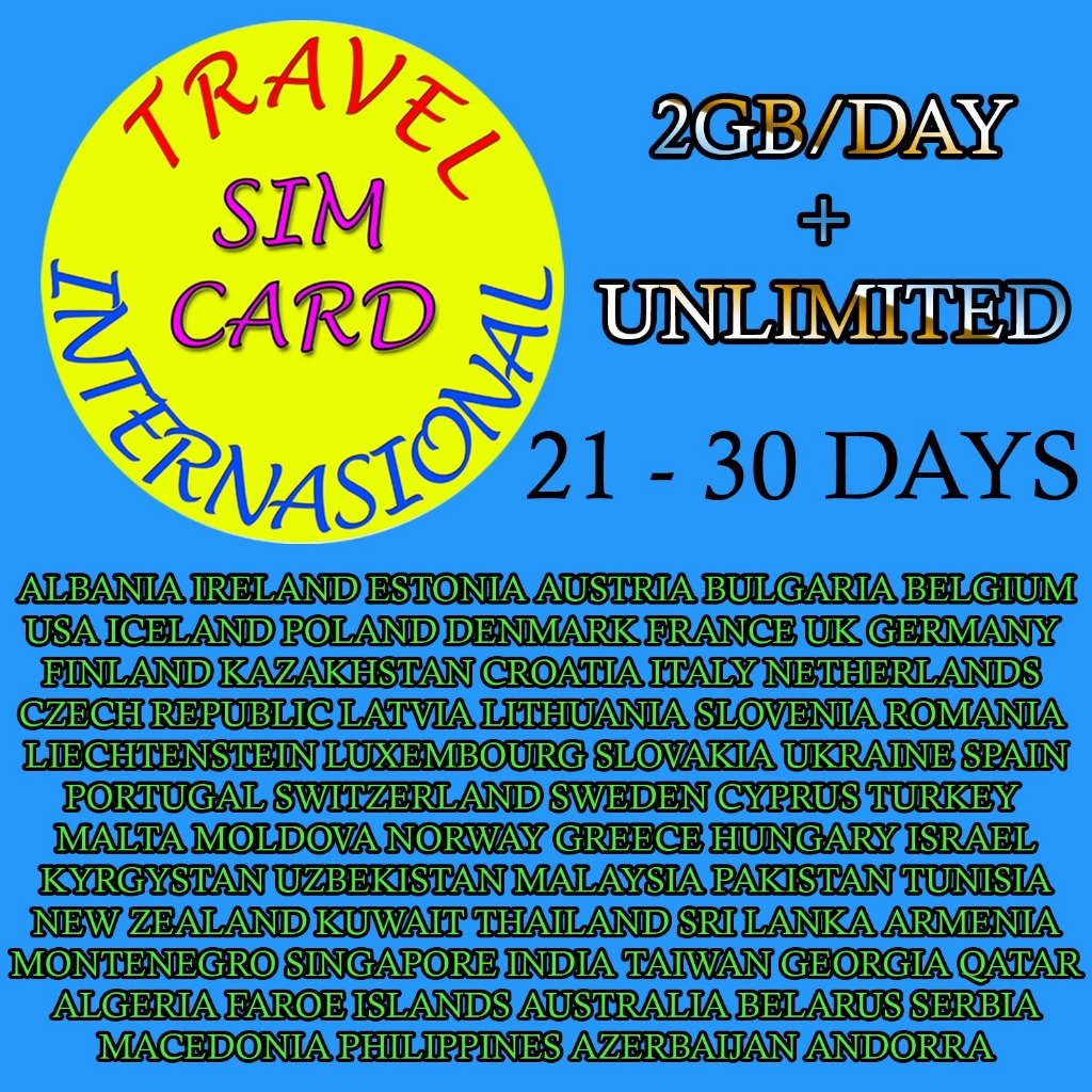 Jual H 2GB/DAY + UNLIMITED 21 - 30 DAYS SIMCARD SIM CARD ITALY FRANCE ...