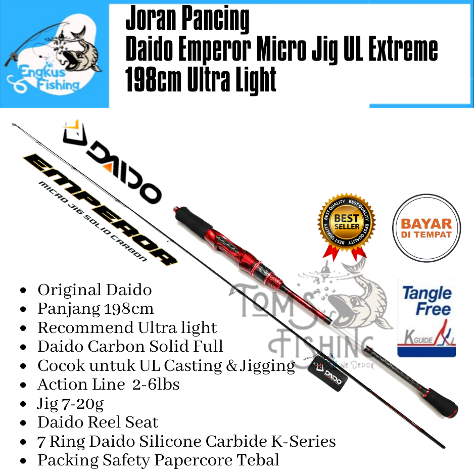 Jual Joran Pancing UL DAIDO EMPEROR MICRO JIG 198cm Extreme (2-6lbs) Carbon Solid Murah - Engkus ...