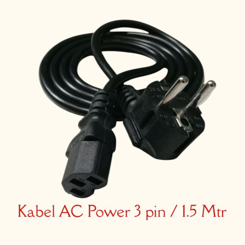 Jual Kabel AC Power 3 pin / 1.5 Mtr ( untuk berbagai perangkat ...