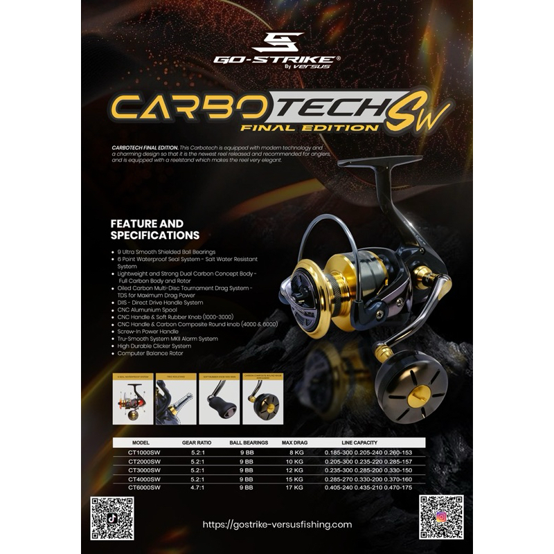 Jual reel versus carbotech sw go strike new final edition | Shopee ...