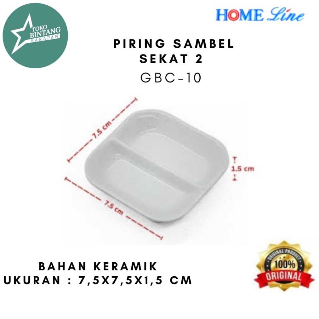 Jual Homeline Piring/Tempat Sambal 2 Sekat Keramik GBC-10 | Shopee Indonesia
