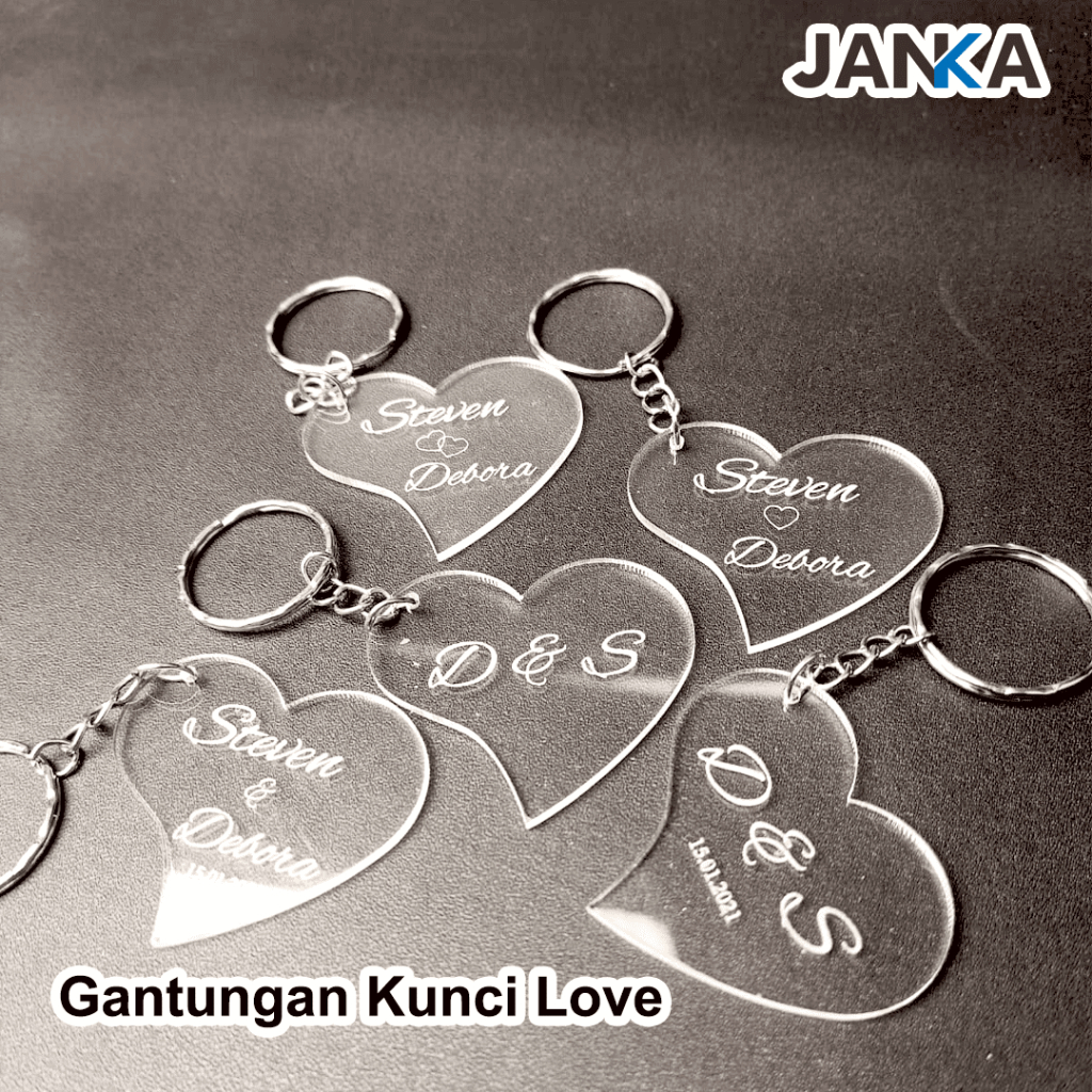 Jual JANKA Gantungan Kunci Bentuk Love Custom Nama Inisial Pasangan dan ...