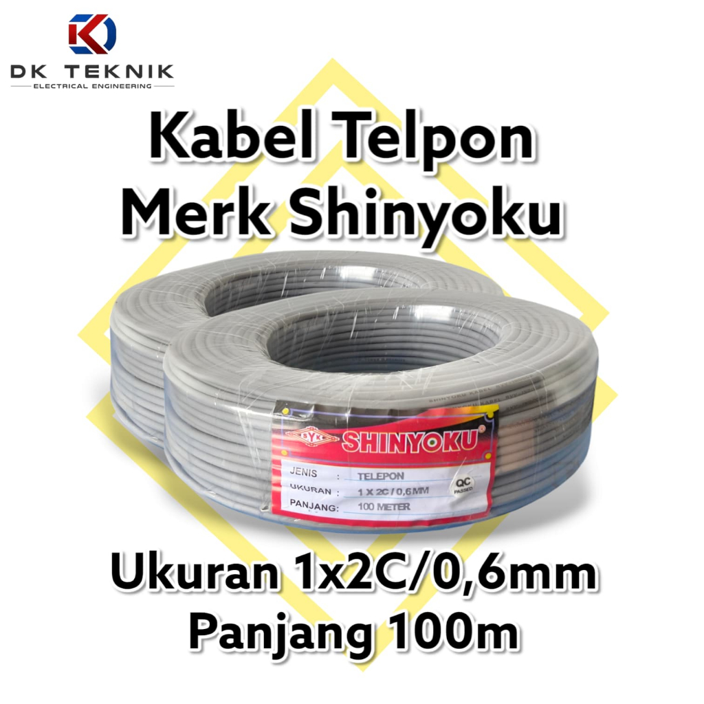 Jual Kabel Telepon Merk Shinyoku Ukuran 1x2C/0.6mm Panjang 100 Meter ...